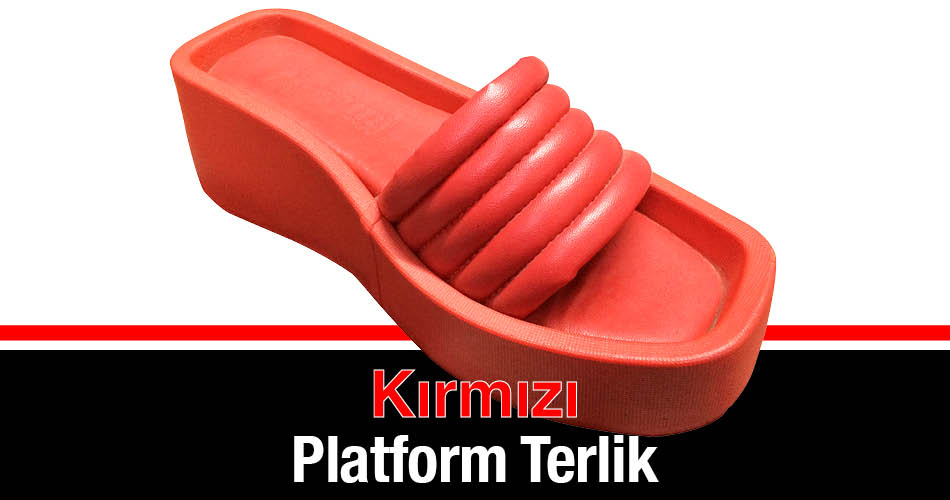 Kırmızı Platform Terlik Platform Topuk Bayan Terliği - Perpa Haber