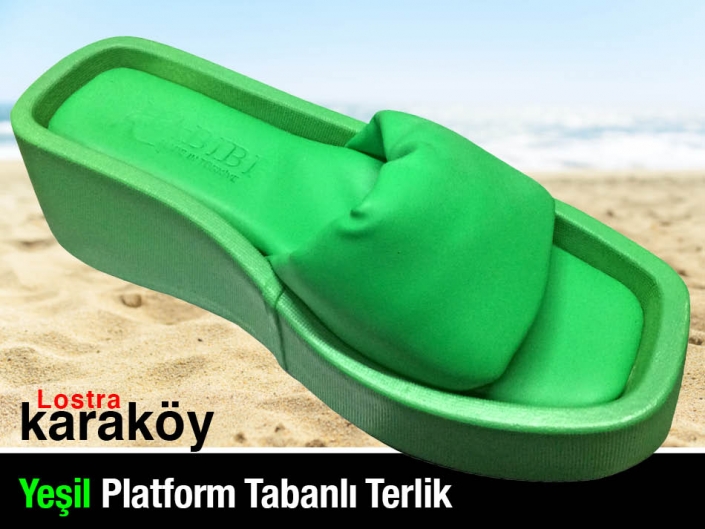 Yeşil Platform Terlik Platform Topuklu Bayan Terliği - Perpa Haber